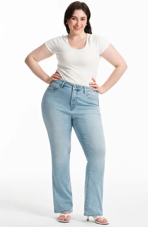 BAYEAS High Waist Bootcut Jeans With Crystal Embellishments