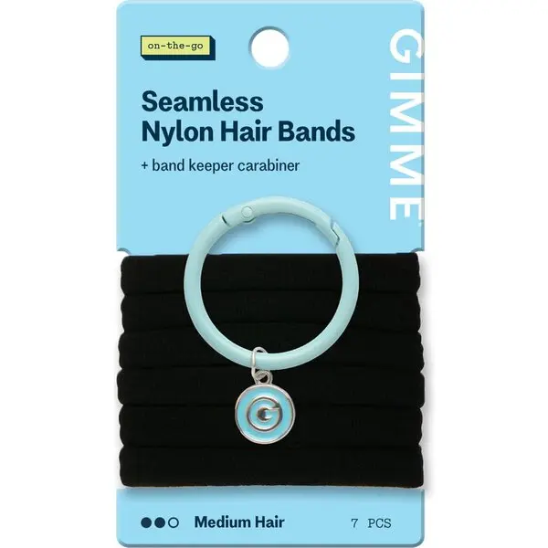 GIMME BEAUTY Low Profile Seamless Nylon Hair Bands With Band Ring - Black