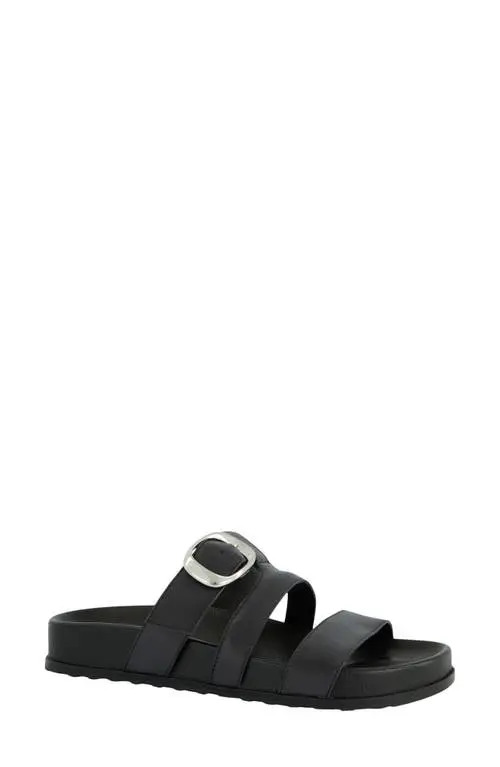 Paul Green Diego Platform Slide Sandal - Black Soft Leather