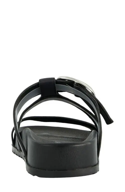 Paul Green Diego Platform Slide Sandal - Black Soft Leather