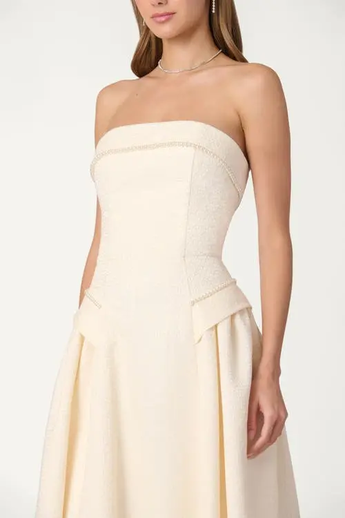 Shoshanna Embellished Jacquard Midi Dress