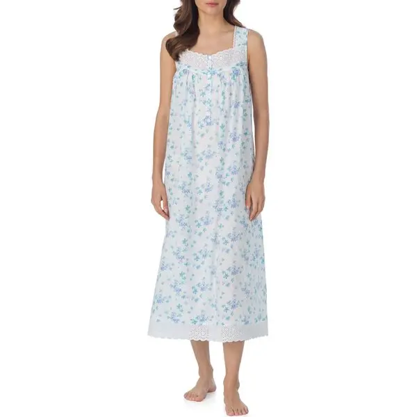 Eileen West Sleeveless Cotton Ballet Nightgown - White/floral