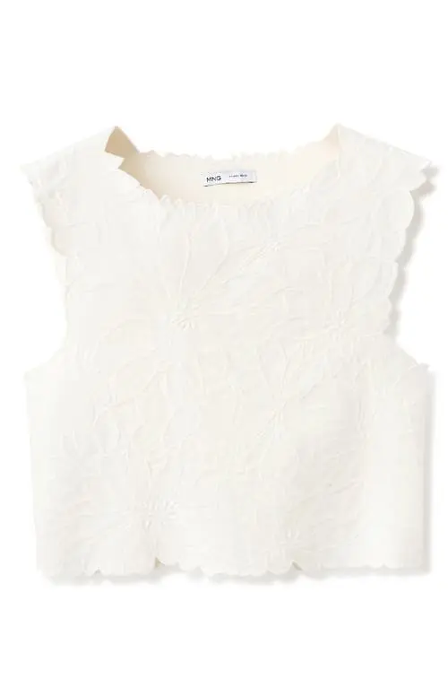Mango Embroidered Cotton Blend Sleeveless Top