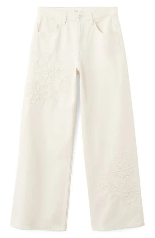 Mango Embroidered Straight Leg Jeans