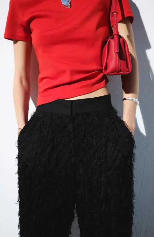 Mango Textured Yarn Straight Leg Pants