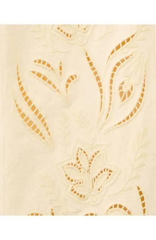 Mango Openwork Floral Straight Leg Jeans