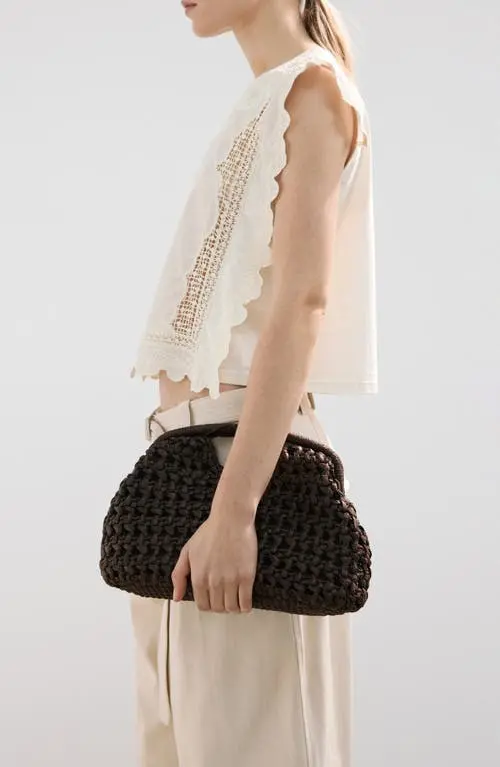 Mango Embroidered Scalloped Trim Crop Cotton Blend Top - Off White