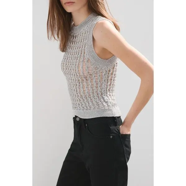 Mango Open Stitch Knit Vest - Grey