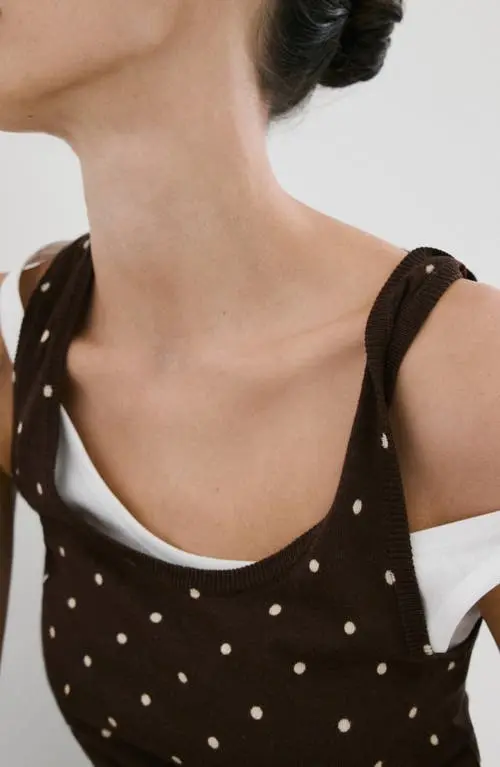 Mango Polka Dot Knit Tank Top - Chocolate