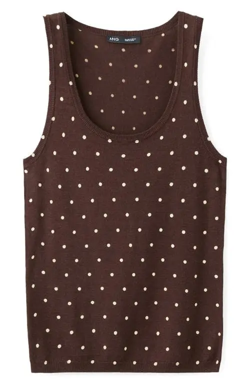Mango Polka Dot Knit Tank Top - Chocolate