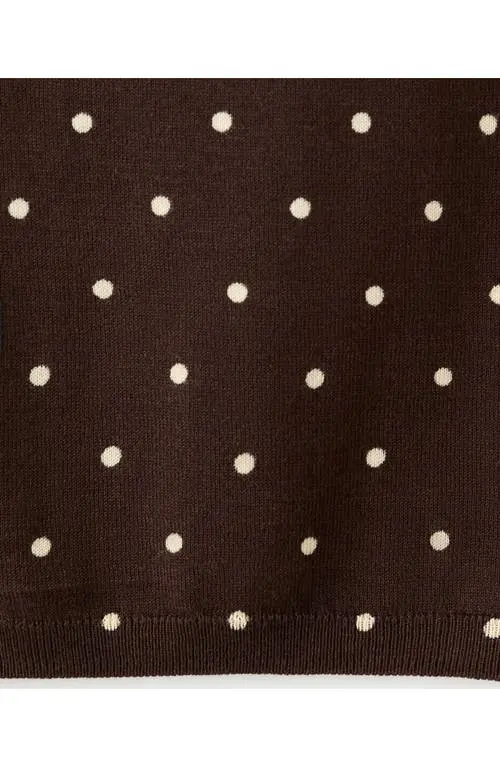 Mango Polka Dot Knit Tank Top - Chocolate