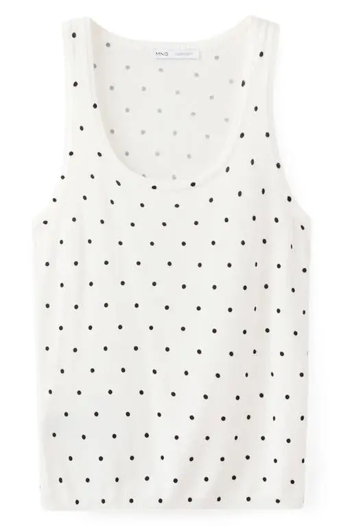 Mango Polka Dot Knit Tank Top - Off White