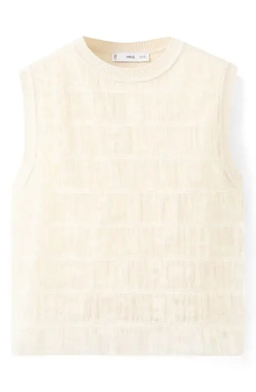 Mango Ruched Sleeveless Mesh Overlay Knit Sweater