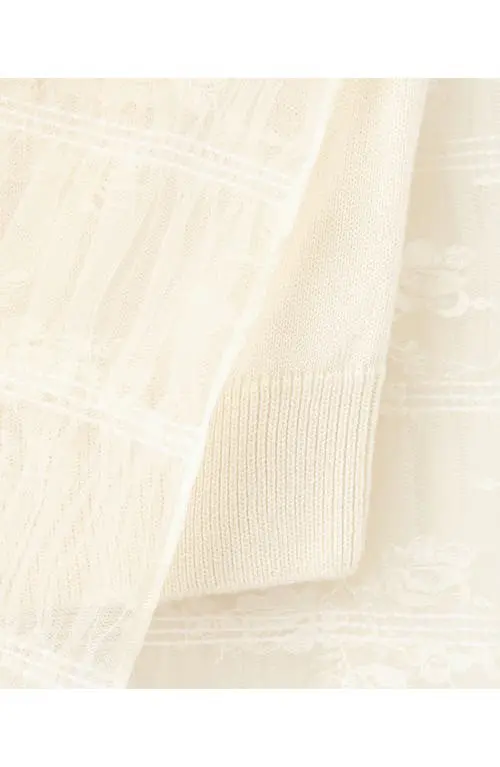 Mango Ruched Sleeveless Mesh Overlay Knit Sweater