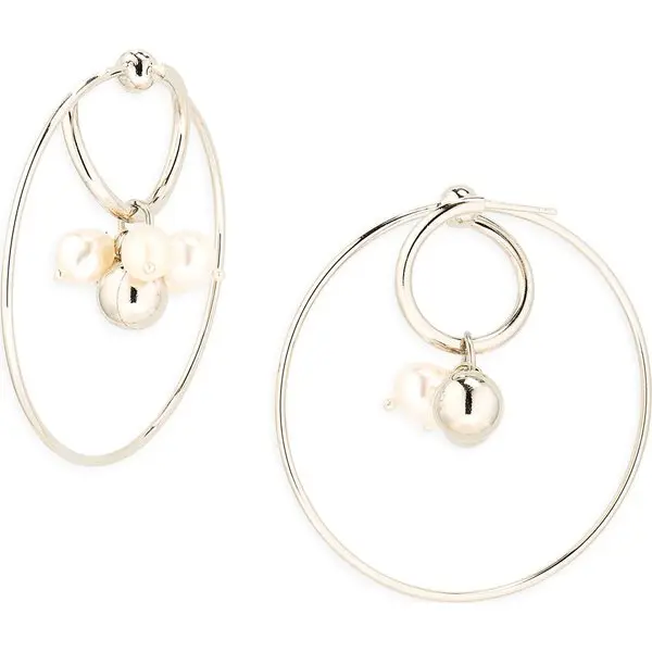 JUSTINE CLENQUET Eva Freshwater Pearl Hoop Earrings - Palladium