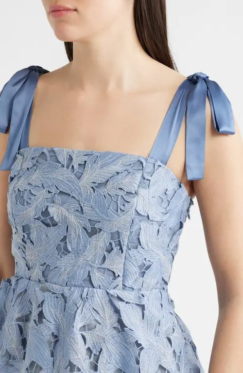 LUCY PARIS Lace Mini Dress With Shoulder Ties