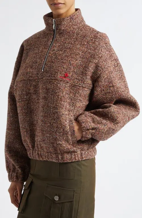 SHUSHU/TONG Flecked Half Zip Sweater