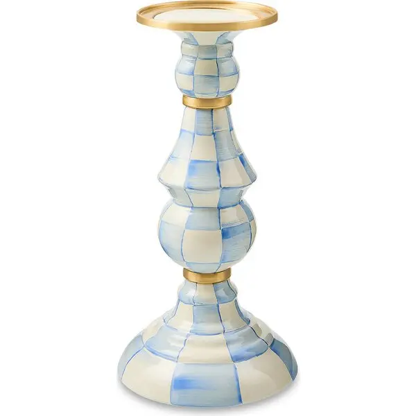 MACKENZIE-CHILDS Large Pillar Candleholder - Sky Check