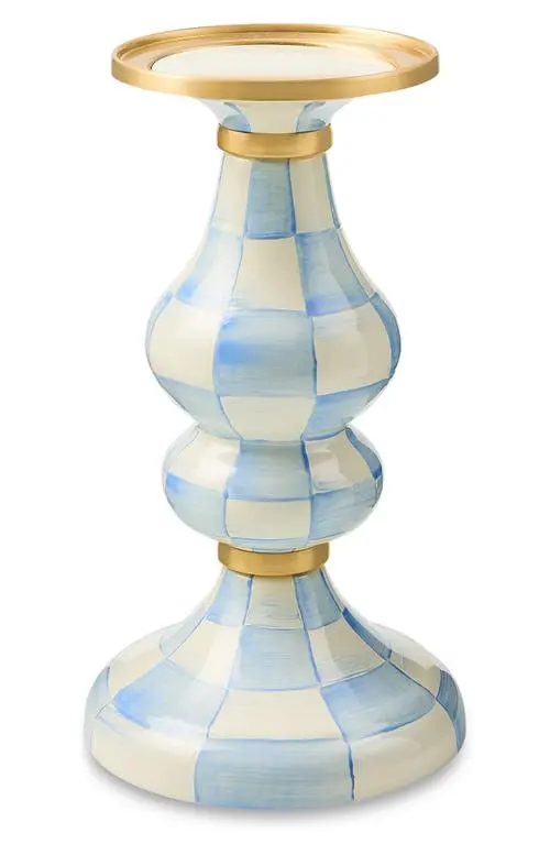 MACKENZIE-CHILDS Medium Pillar Candleholder - Sky Check