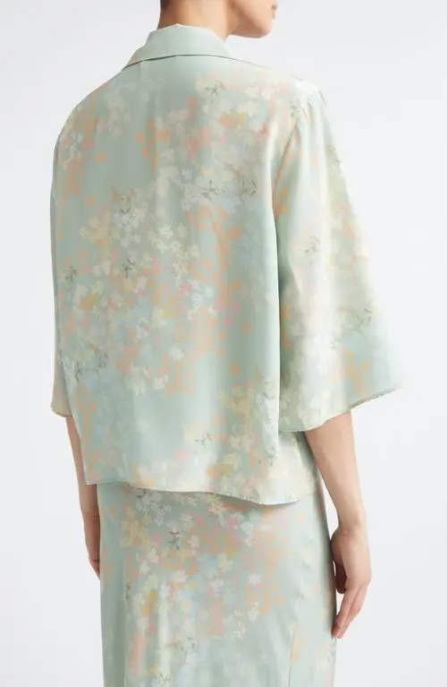Bernadette Petit Beurre Jasmine On Mint Print Silk Camp Shirt
