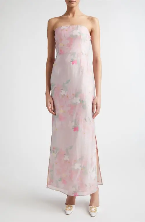 Bernadette Elora Clematis Print Strapless Maxi Dress - Clematis Montana - Pink