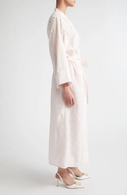 Bernadette Embroidered Long Sleeve Cotton & Silk Wrap Dress