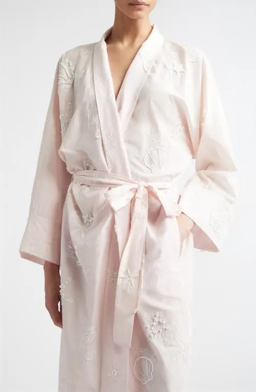 Bernadette Embroidered Long Sleeve Cotton & Silk Wrap Dress