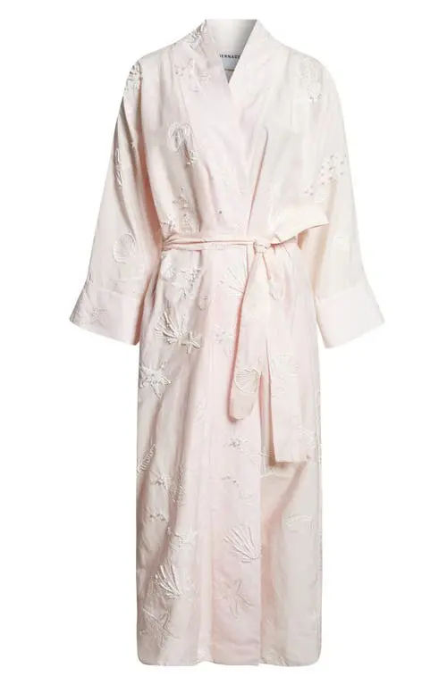 Bernadette Embroidered Long Sleeve Cotton & Silk Wrap Dress