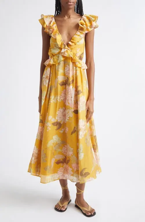 REISS Lucy Ruffle Midi Dress