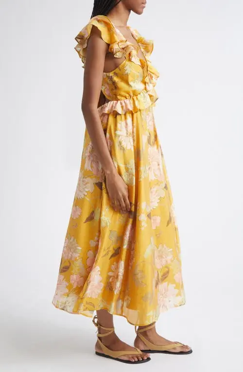 REISS Lucy Ruffle Midi Dress