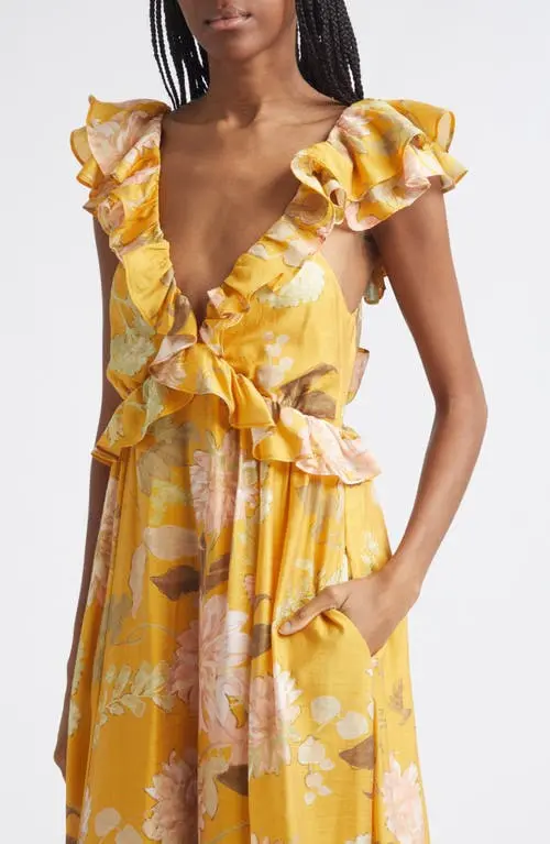 REISS Lucy Ruffle Midi Dress
