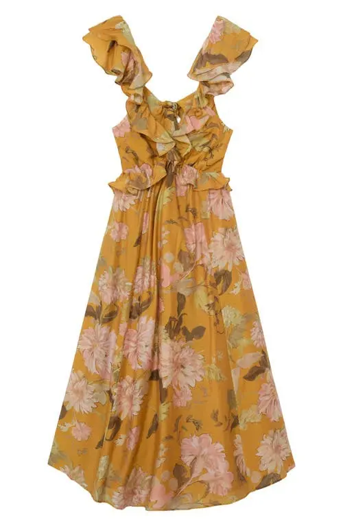 REISS Lucy Ruffle Midi Dress