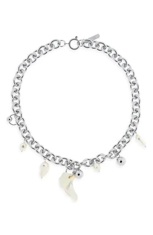 JUSTINE CLENQUET Tyler Mixed Charm Chain Necklace - Palladium