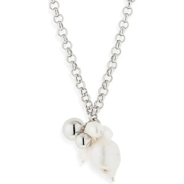 JUSTINE CLENQUET Mickey Pendant Necklace With Faux And Freshwater Pearls - Palladium