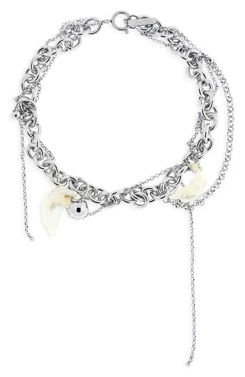 JUSTINE CLENQUET Lewis Mixed Chain & Seashell Necklace - Palladium