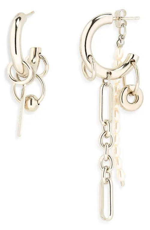 JUSTINE CLENQUET Iris Mismatched Hoop Earrings With Faux Pearls
