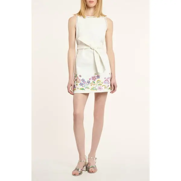 Cinq À Sept Embroidered Cotton Blend Shift Dress - Scour Multi