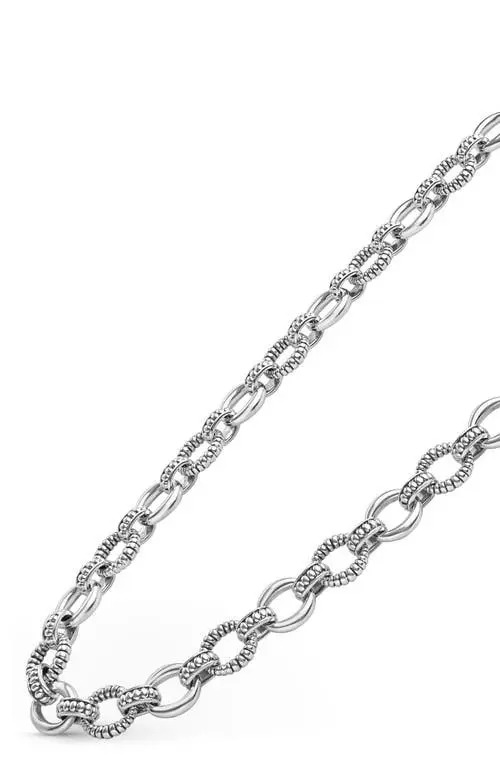 Lagos Sterling Fluted Small Oval Link Necklace