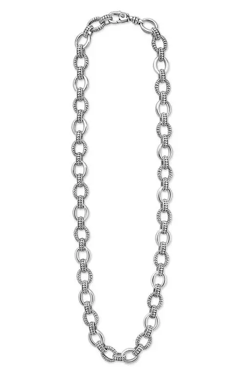 Lagos Sterling Fluted Small Oval Link Necklace