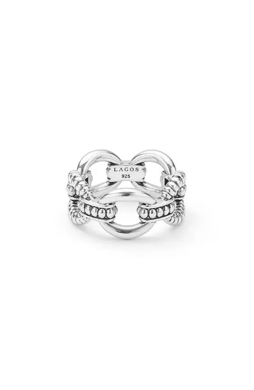 Lagos Sterling Caviar Link Ring