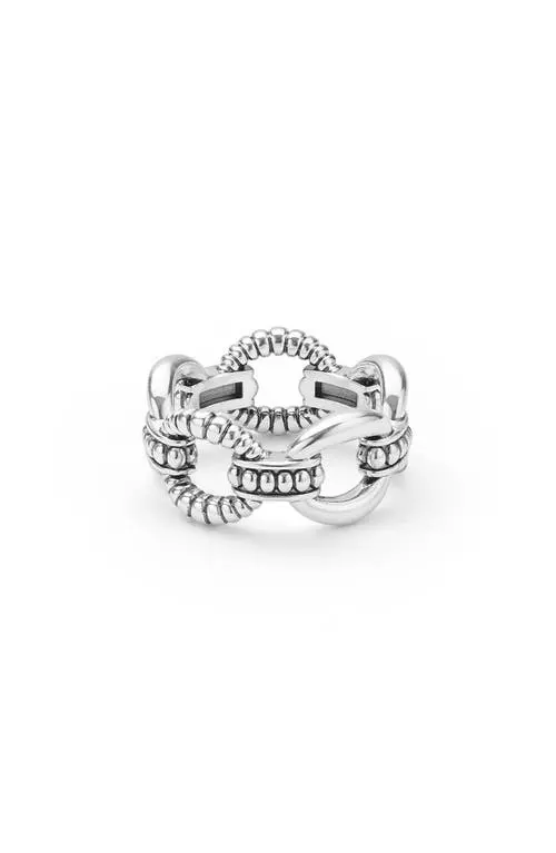 Lagos Sterling Caviar Link Ring