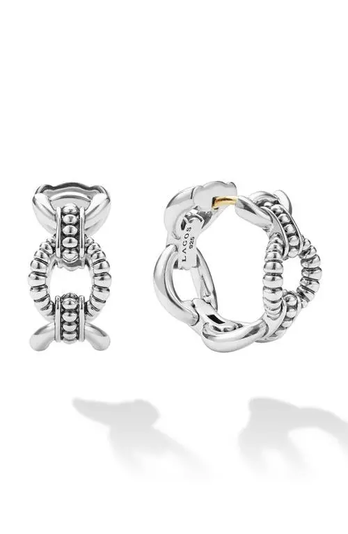 Lagos Sterling Caviar Link Hoop Earrings - Silver