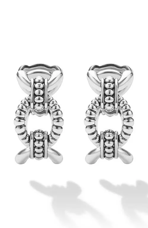 Lagos Sterling Caviar Link Hoop Earrings