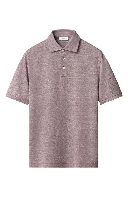 Eton Linen & Cotton Fine Knit Polo - Dark Purple