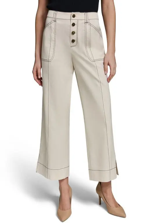 Karl Lagerfeld Paris Straight Leg Crop Pants With Sailor Buttons