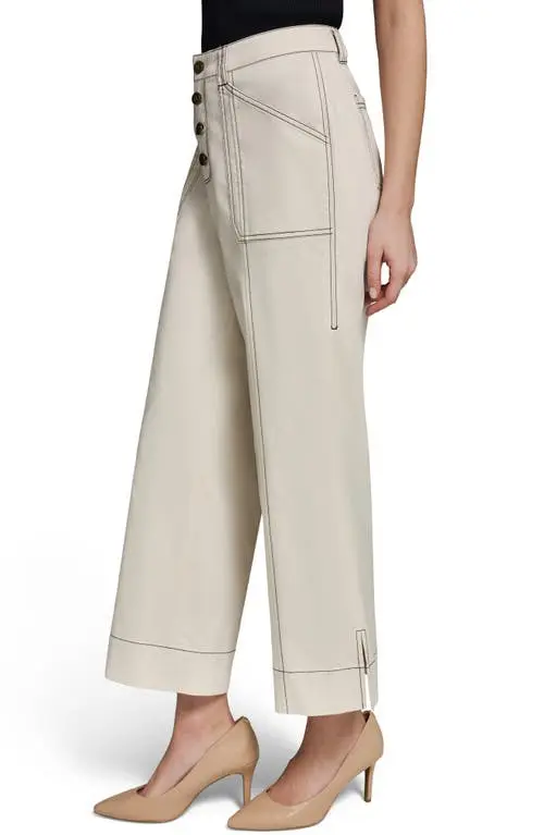Karl Lagerfeld Paris Straight Leg Crop Pants With Sailor Buttons