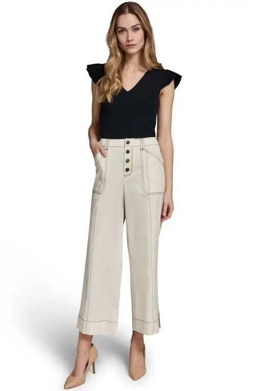 Karl Lagerfeld Paris Straight Leg Crop Pants With Sailor Buttons