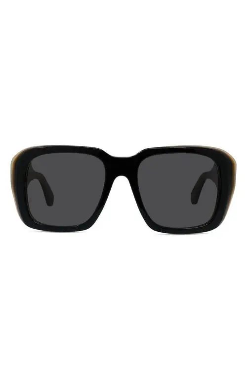 Loewe Signature Square Frame Sunglasses - Shiny Black/smoke