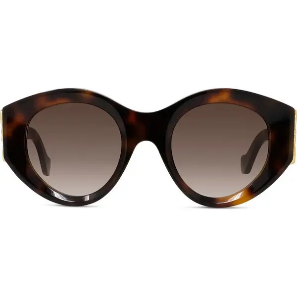 Loewe Anagram Round Frame Sunglasses - Dark Havana/gradient Brown