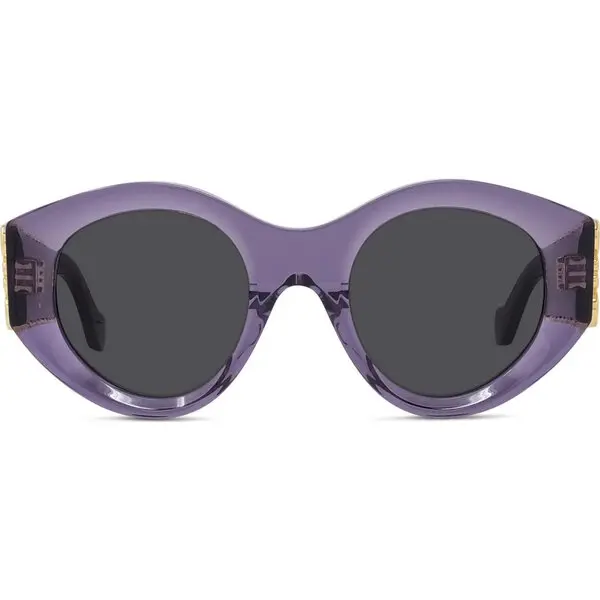 Loewe Anagram Round Frame Sunglasses - Shiny Violet/smoke